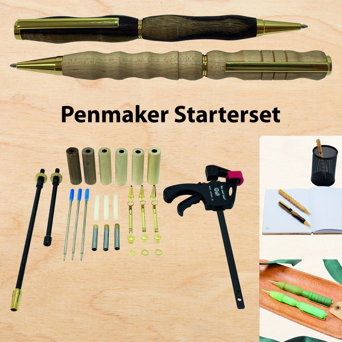 Penmaker Starting Set, Wooden Pens 3pcs., for UNIMAT and PLAYmake 4in1